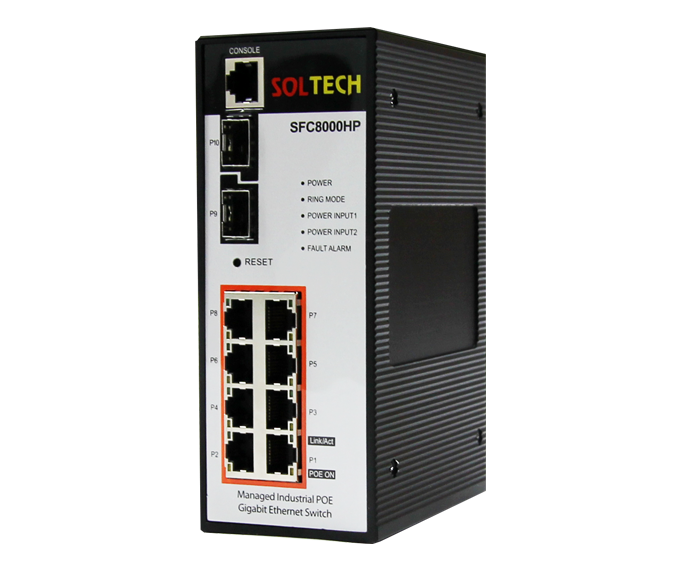 Switch công nghiệp SFC8000HP 8port PoE của Soltech