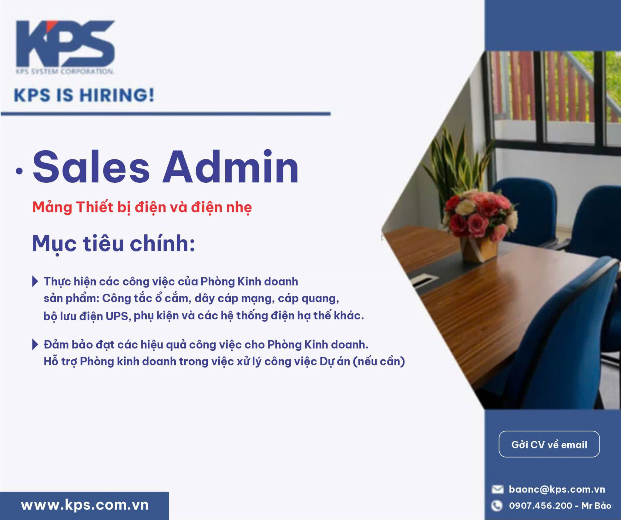 KPS tuyển dụng Sales Admin (Thiết bị điện và điện nhẹ) - KPS System ...