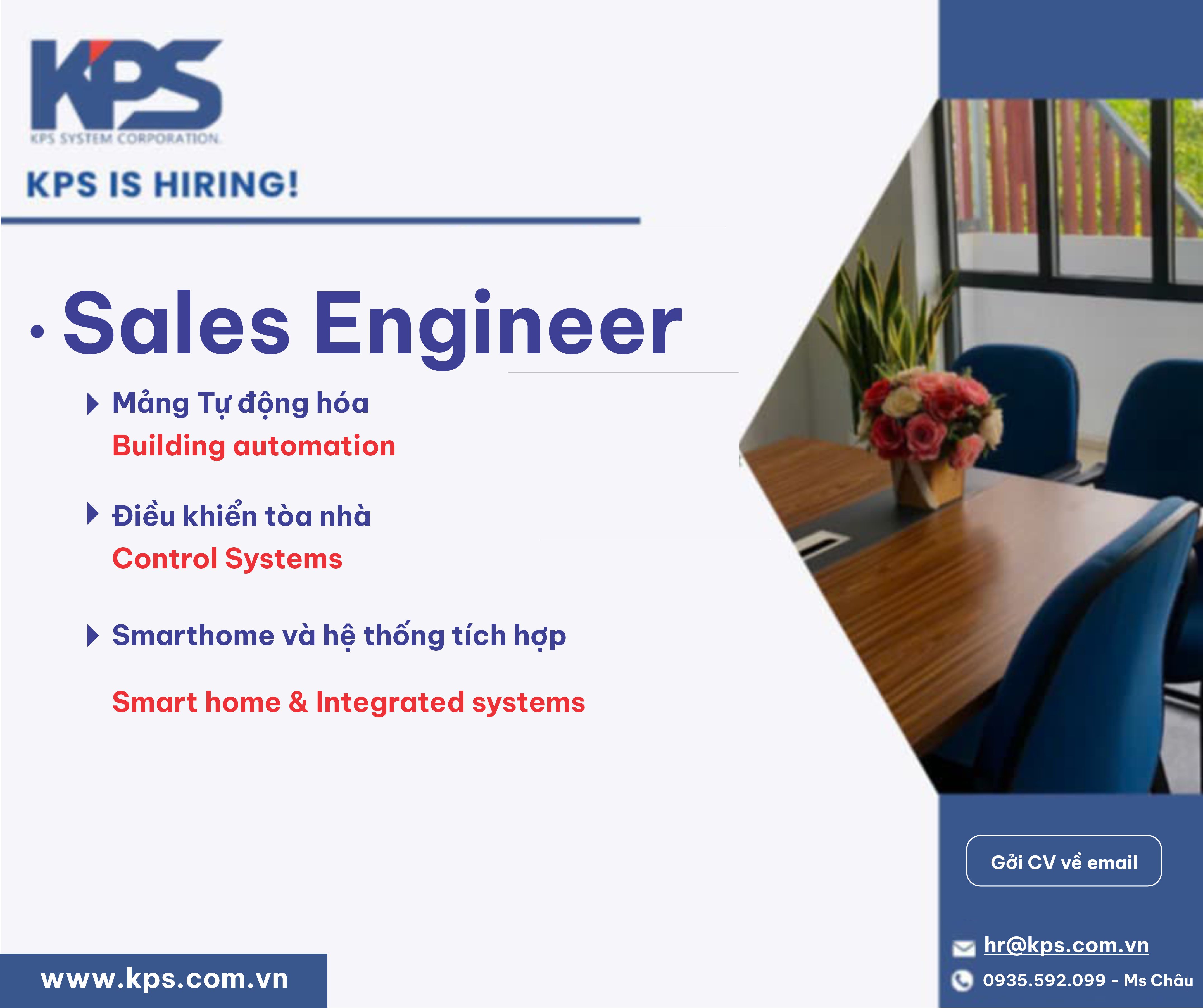 KPS tuyển Sales Engineer (mảng Tự động hóa, điều khiển tòa nhà, Smarthome và hệ thống tích hợp ...